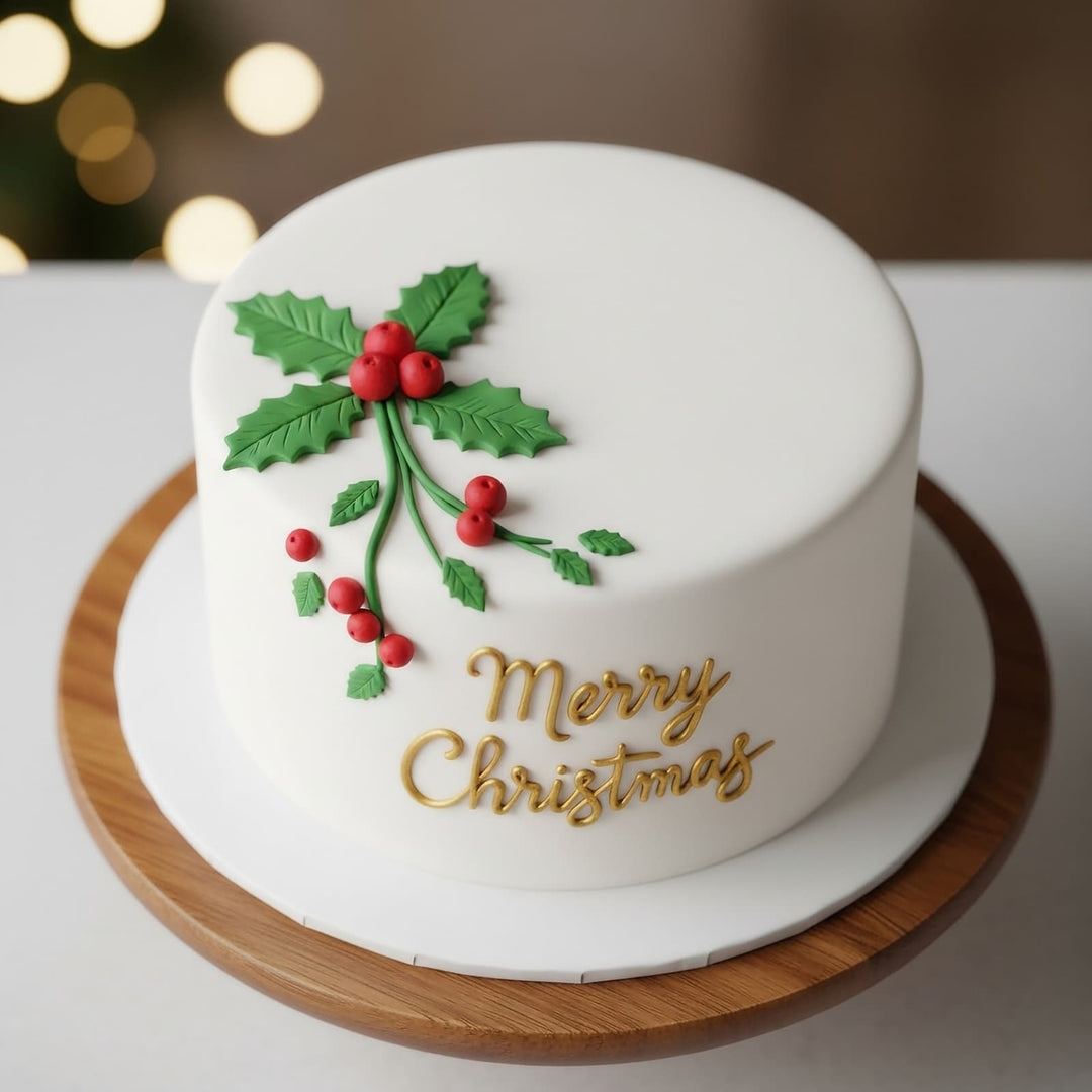 Holly White Christmas Cake | Kool Cakes – Kool Cakes Bakery Ltd